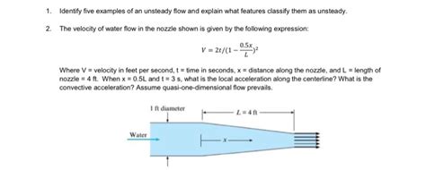 solved 1 identify five examples of an unsteady flow and