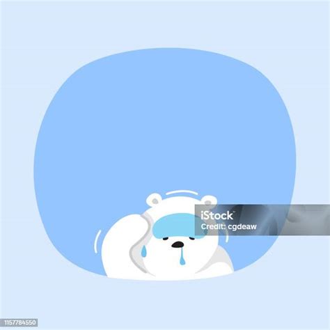 배너 복사 공간 빈 연설 거품 템플릿에 흰 곰 빈 배너 테디 베어 마스코트 만화 아름다운 파란색 파스텔 색상 배경에 귀여운 흰색