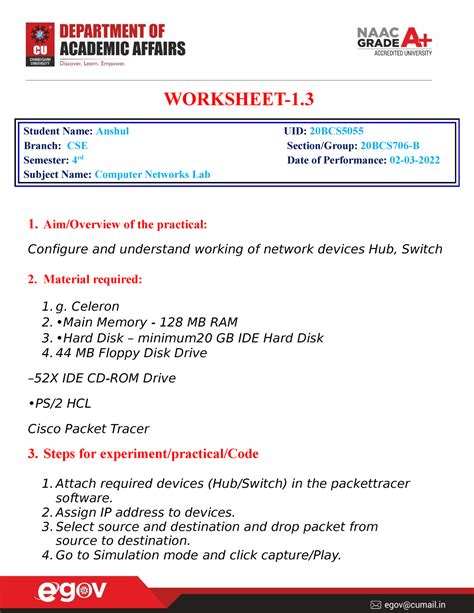 CN WS 1 CN Assignment WORKSHEET 1 Student Name Anshul UID 20BCS