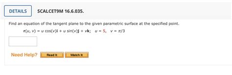 Solved Find An Equation Of The Tangent Plane To The Given