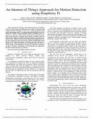 An Internet Of Things Approach For Motion Detection Using Raspberry Pi Pdf 2015 International
