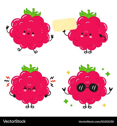 Funny Raspberries Characters Bundle Set Hand Vector Image