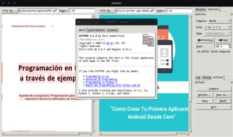 diffpdf compara archivos pdf desde el escritorio de ubuntu