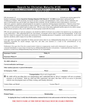 Fillable Online Atlyouth Search For Christian Maturit Y 130 PARENTAL