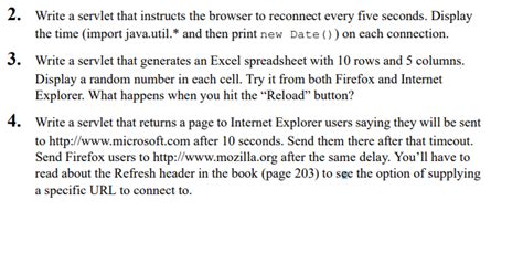 Solved 2 Write A Servlet That Instructs The Browser To Chegg Com