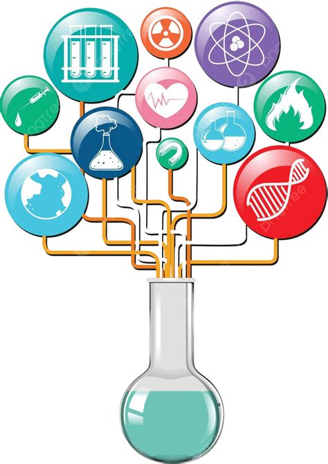Flask And Other Science Symbols Experiment Heartbeat Lab Vector