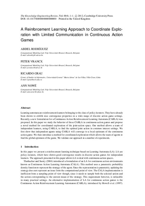 Pdf A Reinforcement Learning Approach To Coordinate Exploration With