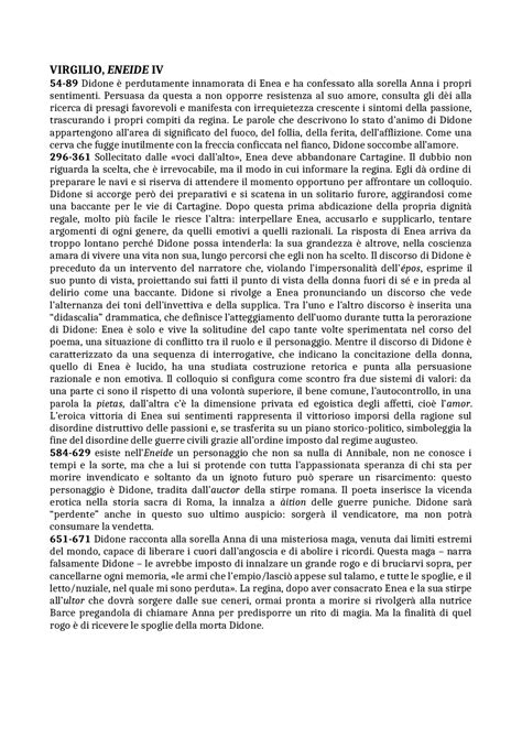 Virgilio Libro Iv Eneide Appunti Di Letteratura Latina Docsity