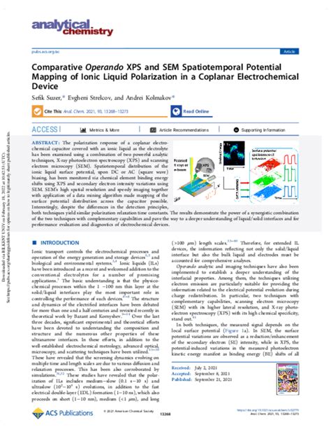 Pdf Comparative Operando Xps And Sem Spatiotemporal Potential Mapping Of Ionic Liquid