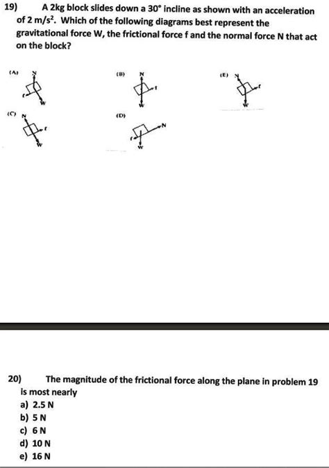 19 A 2kg Block Slides Down A 30° Incline As Shown With An Acceleration Of 2 M S² Which Of The