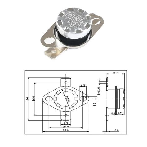 Sensor Bimetálico Térmico Termostato Ksd301 Td Electrónica