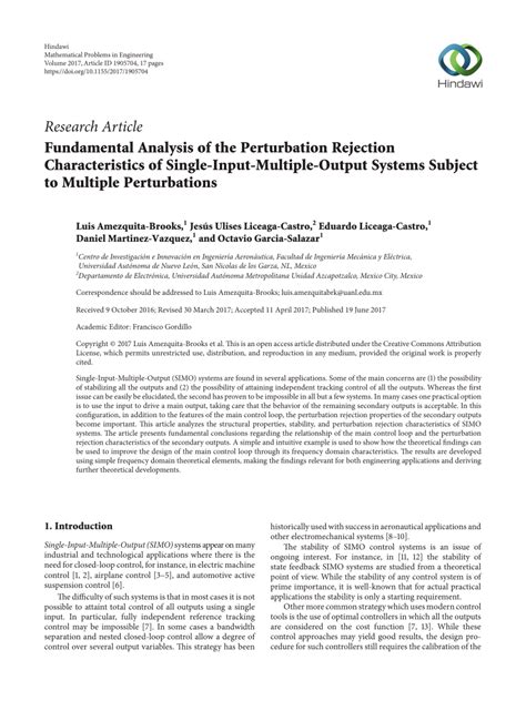 Pdf Fundamental Analysis Of The Perturbation Rejection