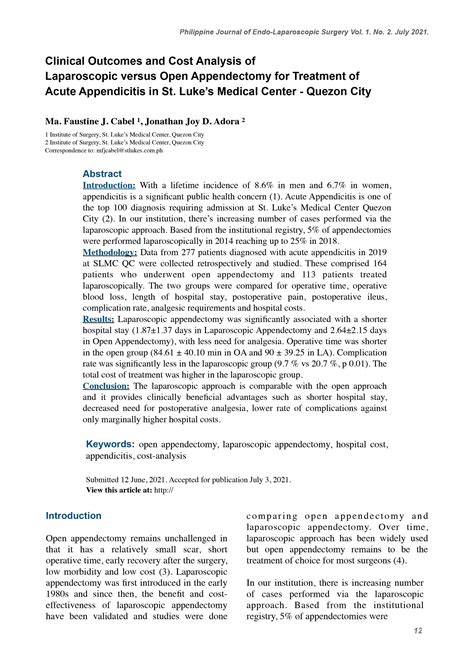Clinical Outcomes And Cost Analysis Of Laparoscopic Versus Open