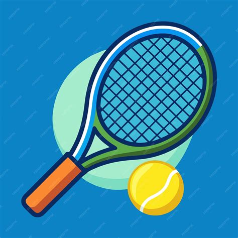 Sporty Vector Illustration Of A Tennis Racket With Strings And A Tennis