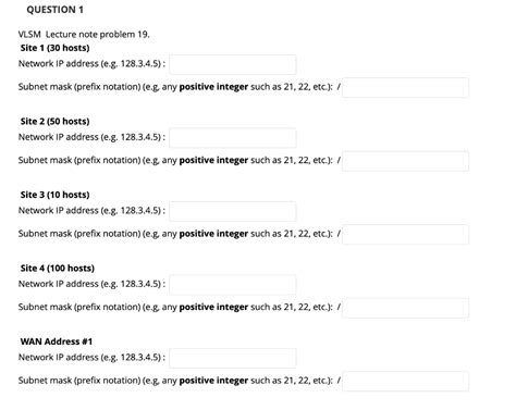 Solved Question 1 Vlsm Lecture Note Problem 19 Site 1 30