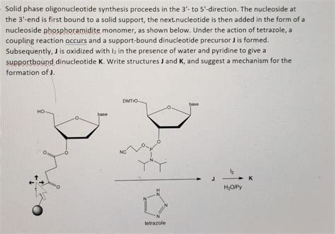Solved Solid Phase Oligonucleotide Synthesis Proceeds In The