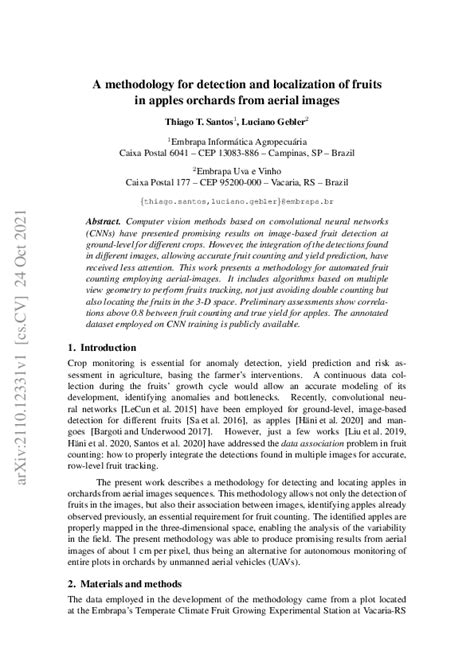 pdf a methodology for detection and localization of fruits in apples