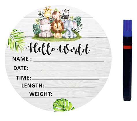 Buy SVM CRAFT Birth Announcement Sign 6 Inch Printed Hello Baby