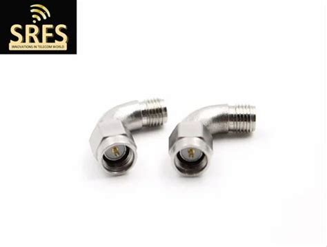 SMA Male To SMA Female Right Angle Stainless Steel RF Adapter DC Ghz Contact Material