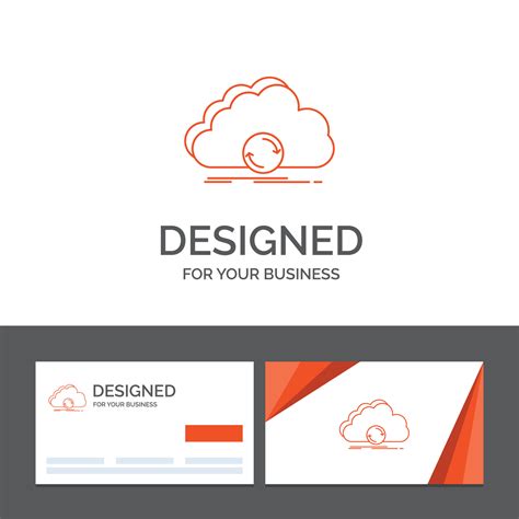 Business Logo Template For Cloud Syncing Sync Data Synchronization Orange Visiting Cards