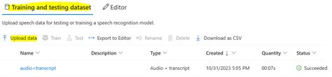 audio transcript failing to export from editor to training and
