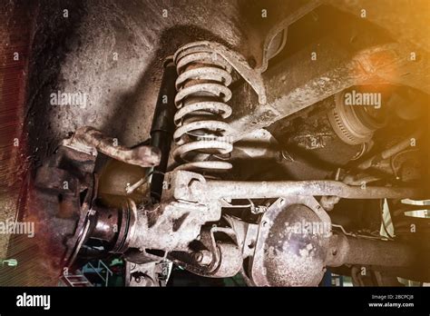 Car Disassembly Without Bumper And Wheels Engine In A Vehicle Repair