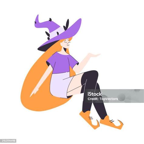 행복하다 여자 마녀 캐릭터 에 Halloween 파티 에서 뾰족한 모자 벡터 일러스트 10월에 대한 스톡 벡터 아트 및 기타 이미지 Istock