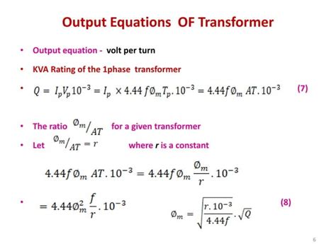 Output Equations Of Transformer And Design Ppt