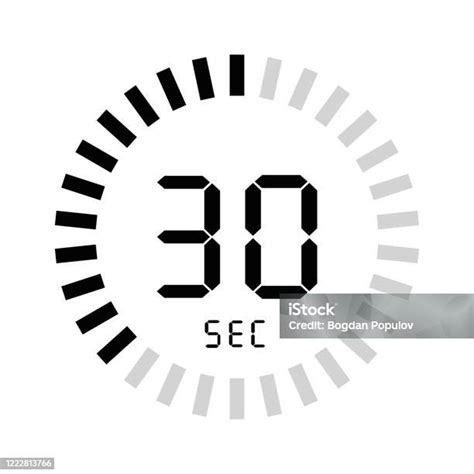 Digital Timer 30 Seconds Stopwatch Vector Icon Clock And Watch Stock