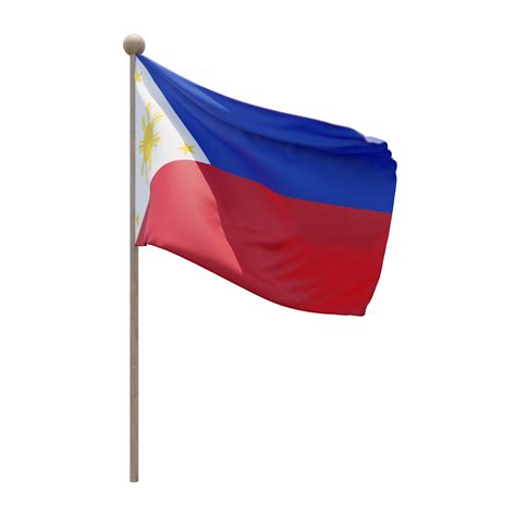 Philippines 3d Illustration Flag On Pole Wood Flagpole 11285425 Png