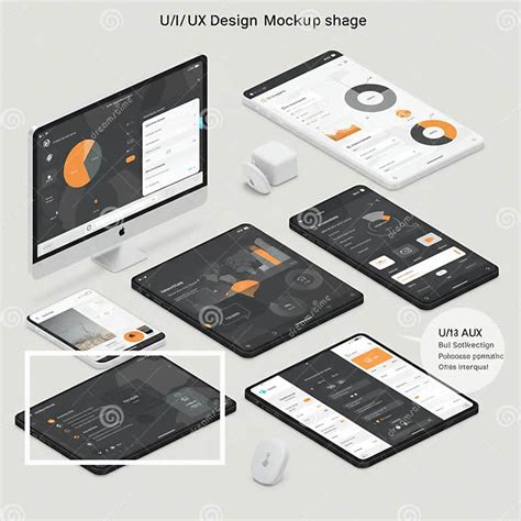 Ui Ux Design Mockup Featuring Multiple Devices Including A Desktop Monitor Stock Illustration