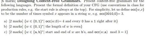 Solved 16 Marks Designing Context Free Grammars Present