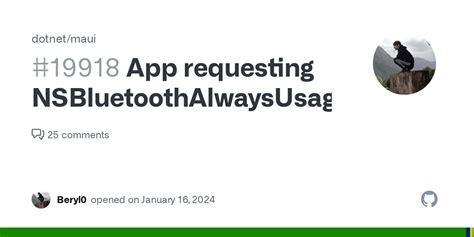 App Requesting Nsbluetoothalwaysusagedescription · Issue 19918