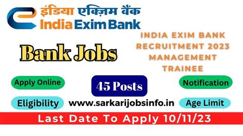 India Exim Bank Recruitment 2023 Apply Online For Management Trainee 45