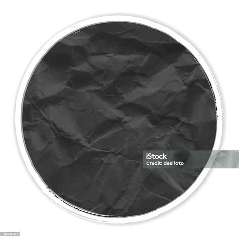 수평 빈 빈 거친 질감 구겨진 3d 흰색 종이 시트 벡터 배경 하나의 검은색 테두리가 있는 단색 원형 원형 모양 윤곽선이 있는