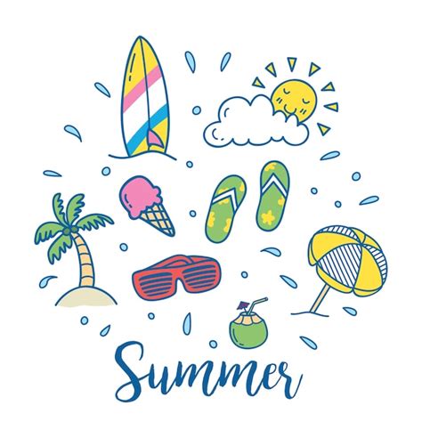 Premium Vector Summer Doodle Set