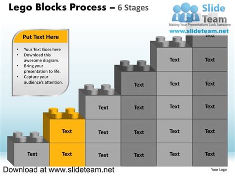 Lego Blocks And Pieces Stacked On Top Of One Another Process 6 Stages