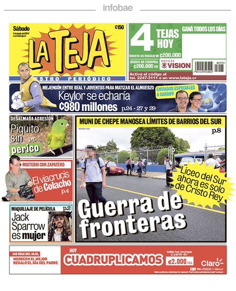 La Teja Costa Rica Sábado 3 De Junio De 2017 Infobae