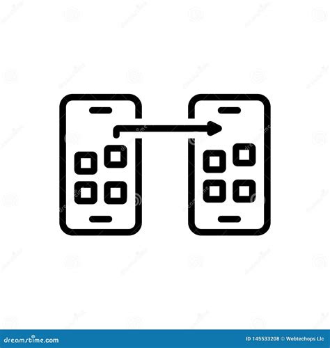Black Line Icon For Portability Data And Smartphone Stock Vector