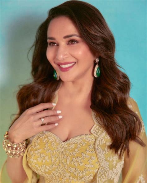 In Pics Madhuri Dixit Looks Captivating In Yellow Chikankari Work