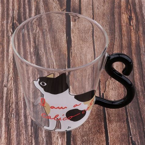 Transparent Art Cat Pattern Glass Cup Double Wall Vicedeal
