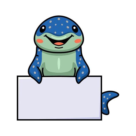 Cute Whale Shark Cartoon With Blank Sign 12710523 Vector Art At Vecteezy