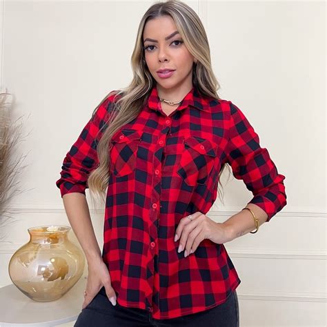 Camisa Xadrez Blusa Feminina Festa Junina São João 2022