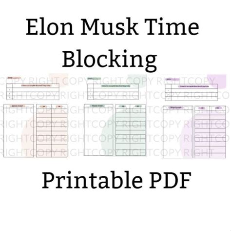 Elon Musk Time Blocking Printable PDF Etsy