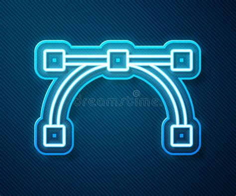 Glowing Neon Line Bezier Curve Icon Isolated On Blue Background Pen Tool Icon Stock