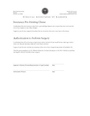 Fillable Online SAG Surgery Consent Form Fax Email Print PdfFiller