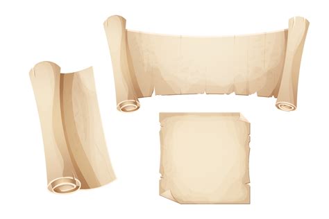 Set Ancient Old Parchment Paper Scroll Page Empty Medieval Letter In