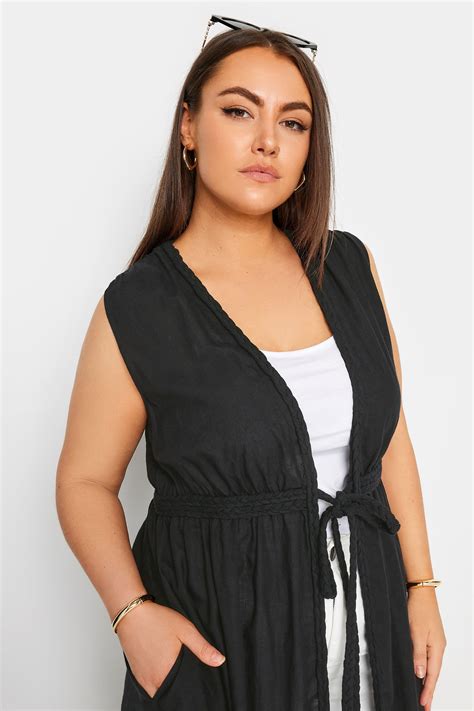 Yours Plus Size Black Crinkle Kimono Yours Clothing