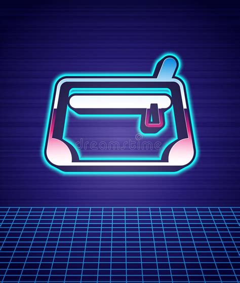 Retro Style Cosmetic Bag Icon Isolated Futuristic Landscape Background