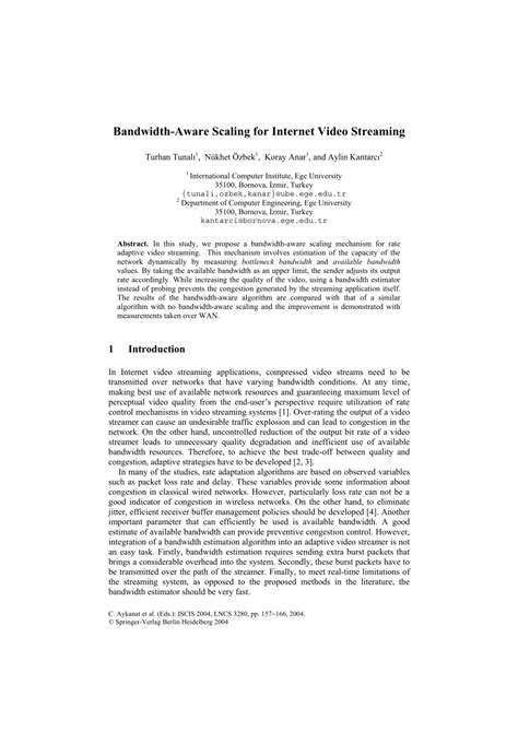 pdf bandwidth aware scaling for internet video streaming